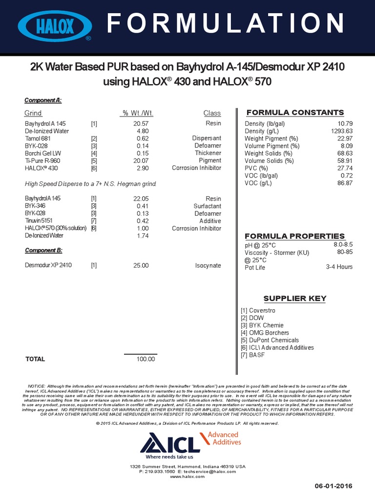 2K Water Based PUR Based On Bayhydrol A-145/Desmodur XP 2410 Using ...