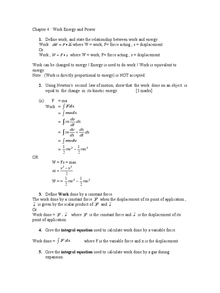 4 Work Energy Power | PDF | Force | Physical Quantities