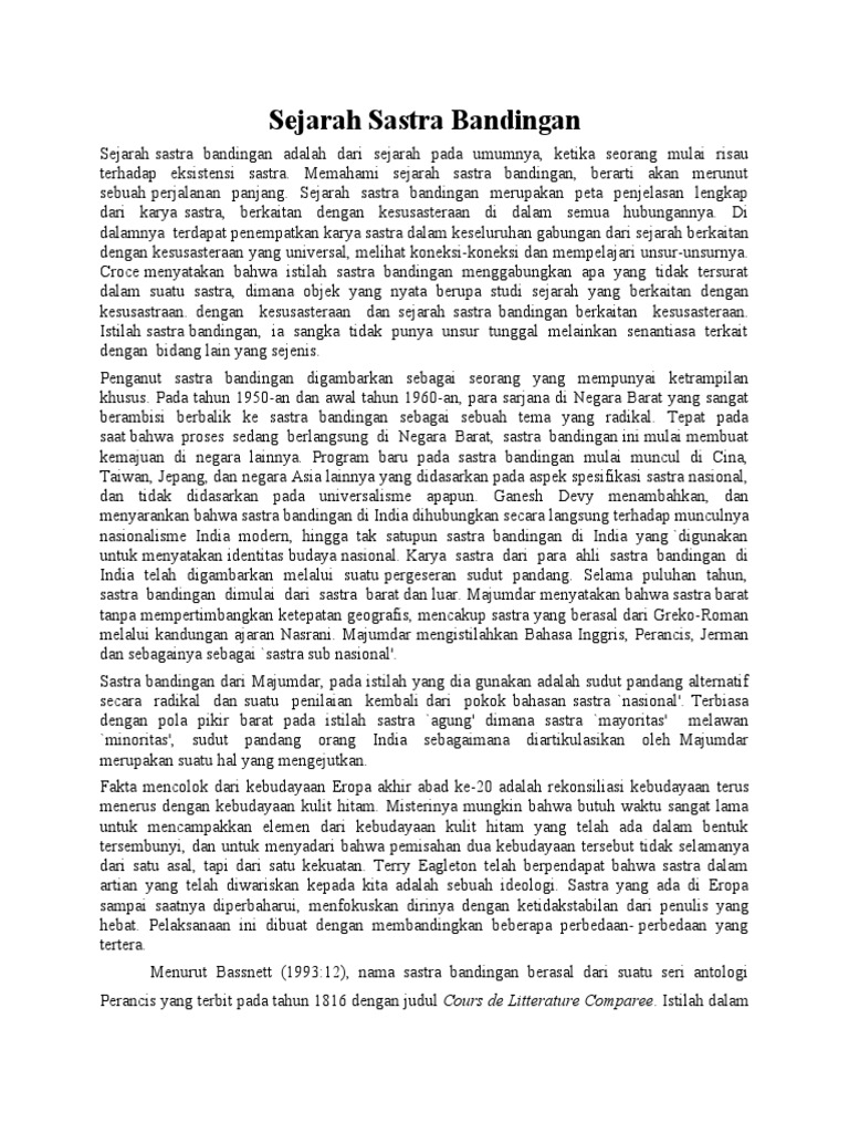 Sejarah dan Aliran Sastra Bandingan | PDF