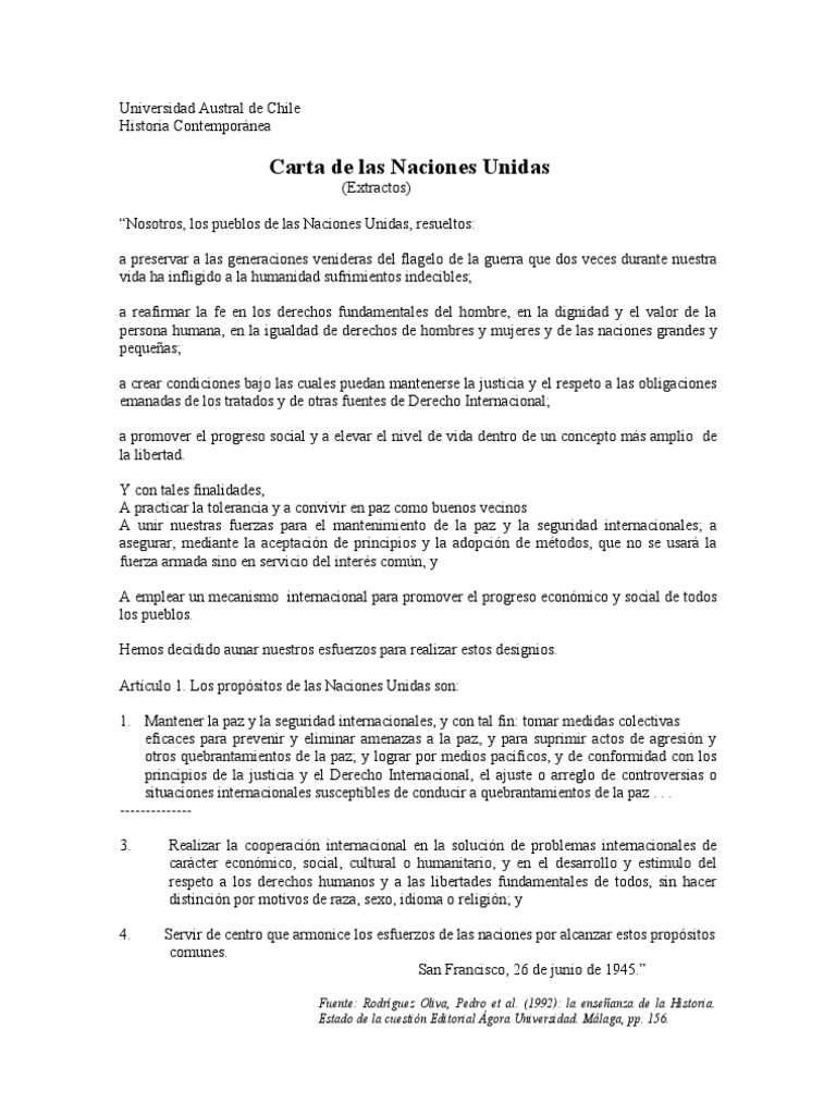 Carta de La ONU - 1945 | PDF | Naciones Unidas | Relaciones Internacionales