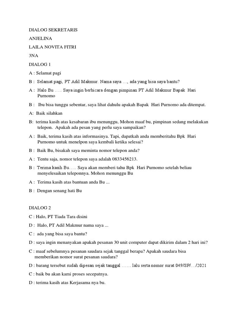 Dialog Sekretaris | PDF