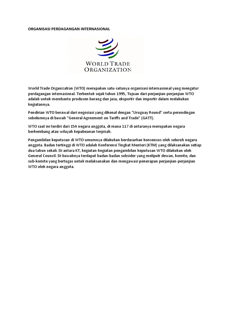 Organisasi Perdagangan Internasional | PDF