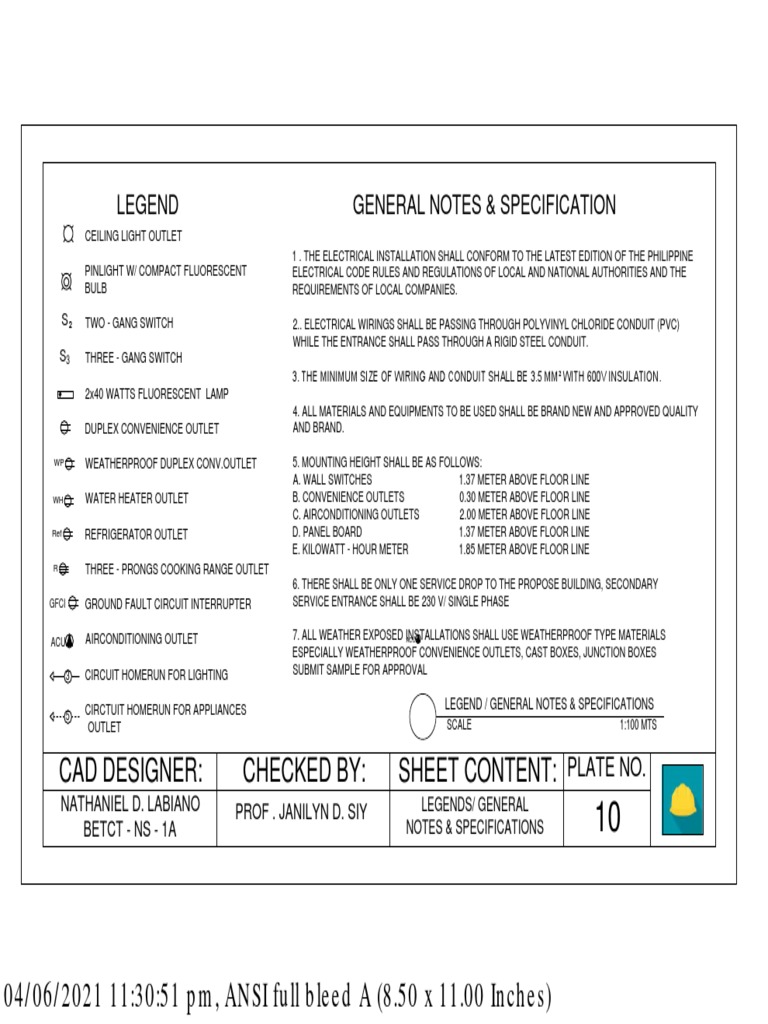 General Notes & Specification Legend: Cad Designer: Checked By: Sheet ...