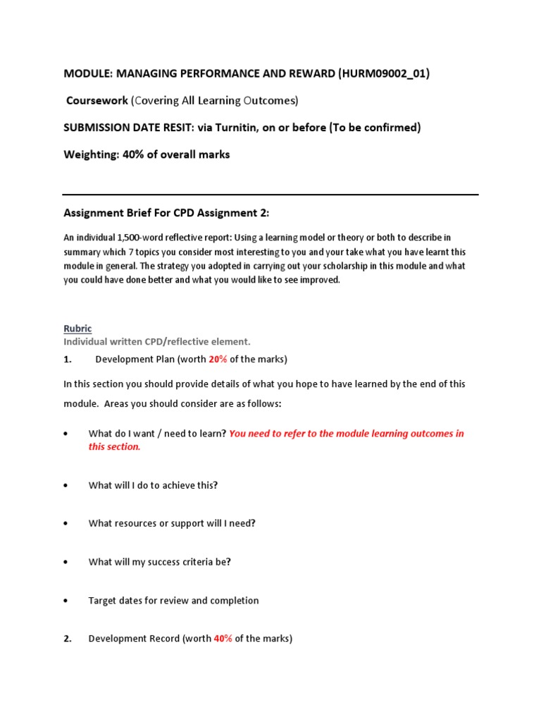 MPR CPD Assignment 2 Brief | PDF | Learning | Cognition