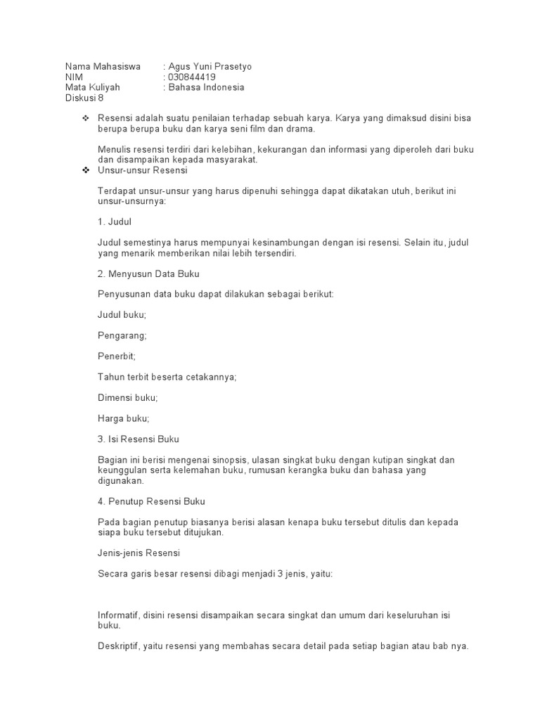 Diskusi 8 Bahasa Indonesia | PDF