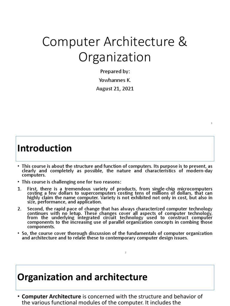Computer Architecture & Organization Slide | PDF | Central Processing Unit | Assembly Language