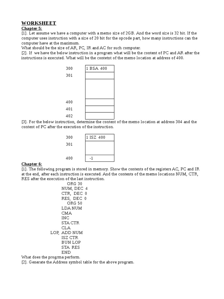 Worksheet | PDF | Computer Architecture | Computer Hardware