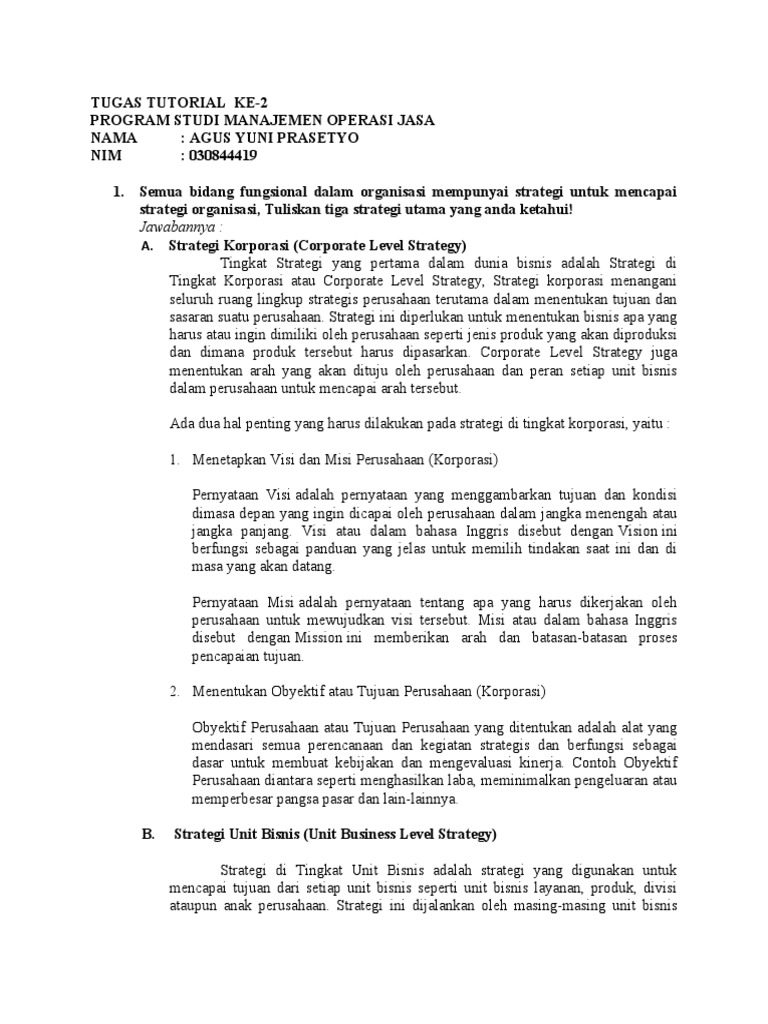Tugas 2 Manajemen Operasi Jasa | PDF