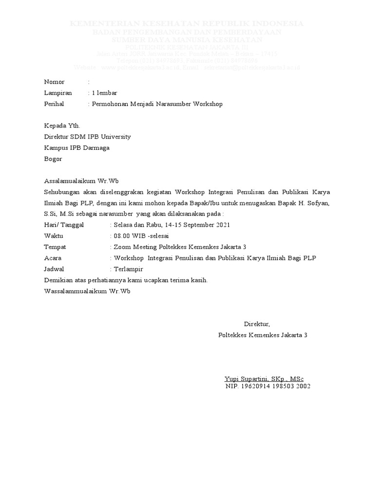 Surat Permohonan Narsum | PDF