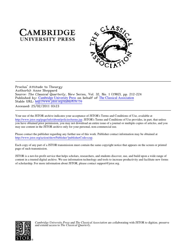 Proclus' Attitude To Theurgy | PDF | Neoplatonism | Roman Era Philosophy