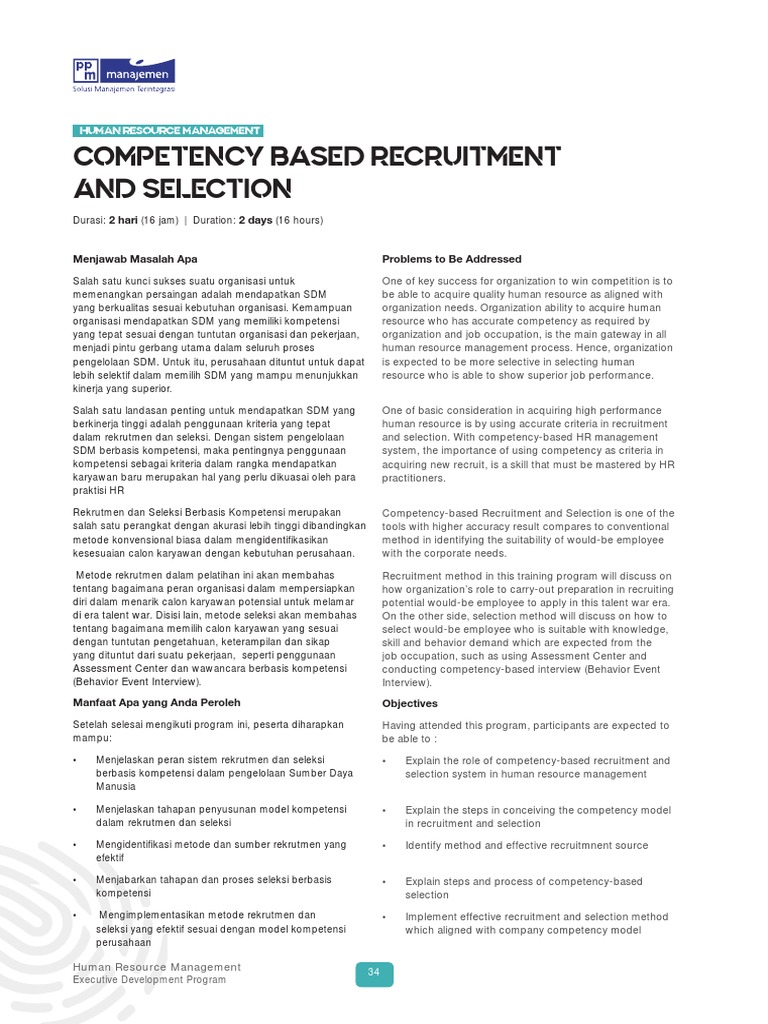 Brosur - Competency Based Recruitment and Selection | PDF