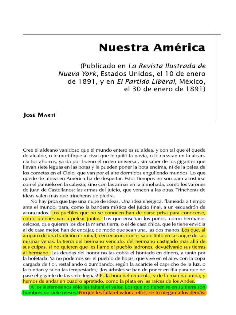 Nuestra América José Marti | PDF