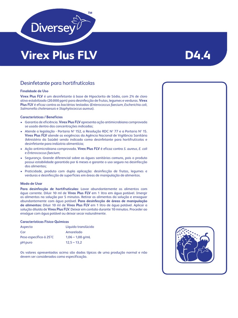 Pis Virex Plus FLV V1 | PDF | Desinfetante | Substancias químicas