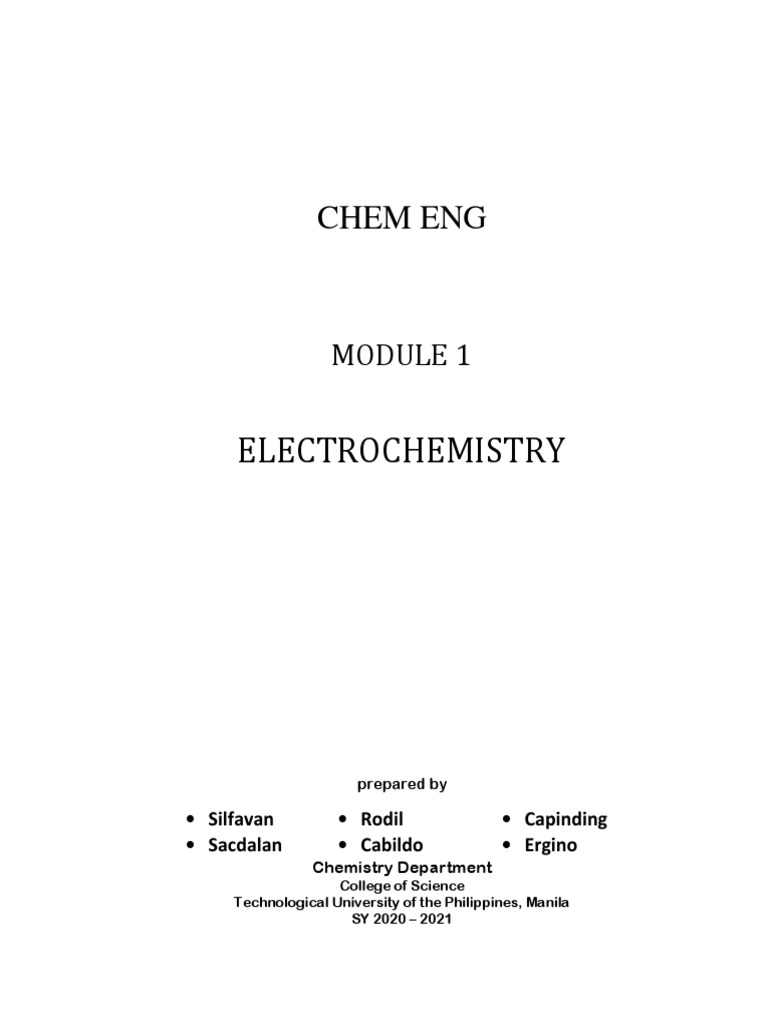Module 1 - Electrochemistry | PDF | Electrochemistry | Redox