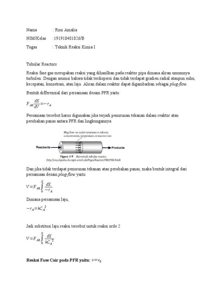Reaktor Tubular | PDF | Metode & Bahan Ajar