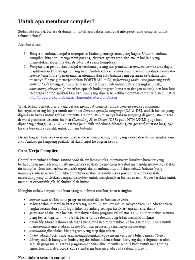 Untuk Apa Membuat Compiler | PDF | Kajian Bahasa Asing | Komputer