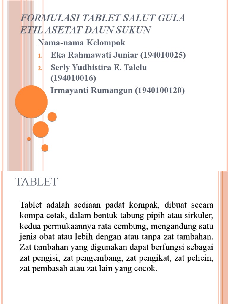 Formulasi Tablet Salut Gula Sukun | PDF | Sains & Matematika