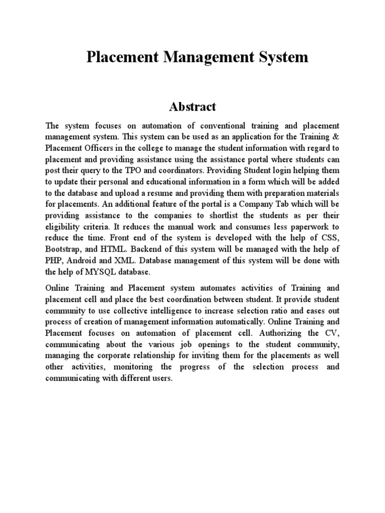 Placement Management System | PDF | Software Testing | Risk