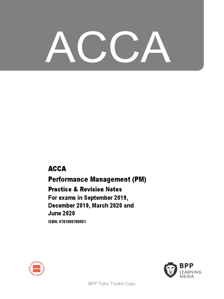 Acca Performance Management (PM) : Practice & Revision Notes | PDF ...