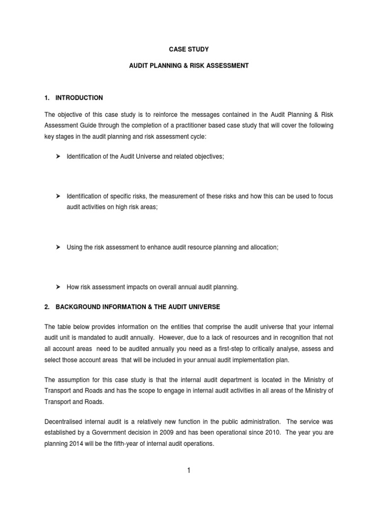 Case Audit Planning Risk Assessment | PDF | Internal Audit | Audit