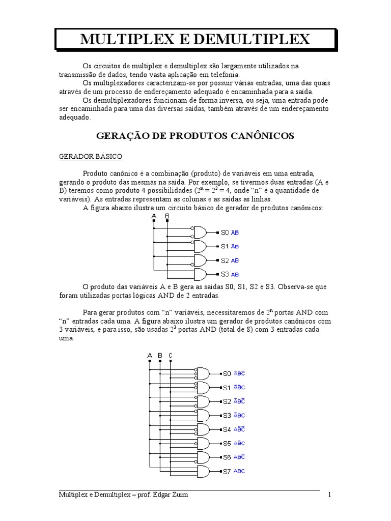 Multiplex E Demultiplex Fundamentos E Aplicações Pdf Rede Elétrica