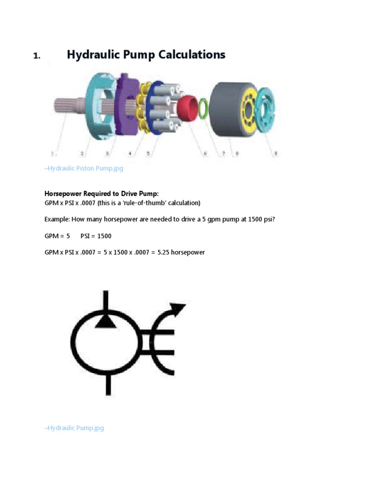 Hydraulic Pump Calculation Guide | PDF | Gallon | Pipe (Fluid Conveyance)