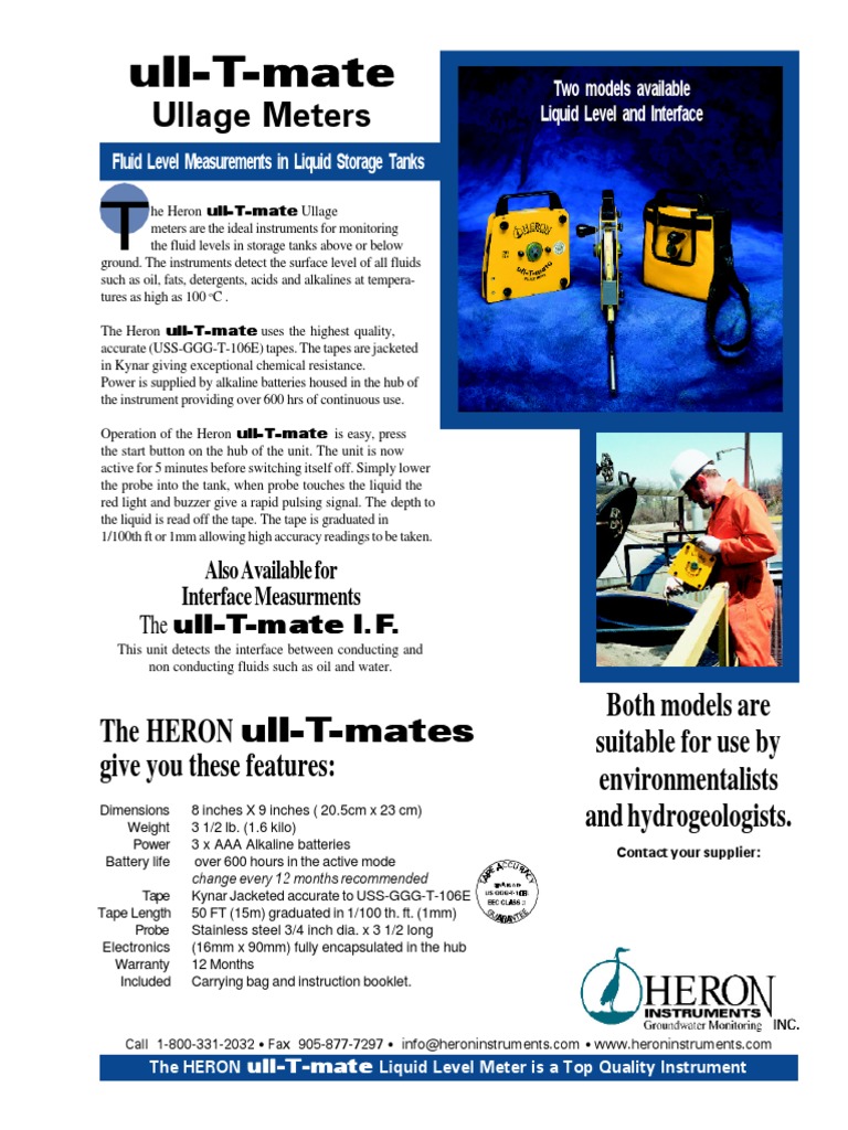 Ull-T-Mate Ull-T-Mate: Ullage Meters | PDF | Metrology