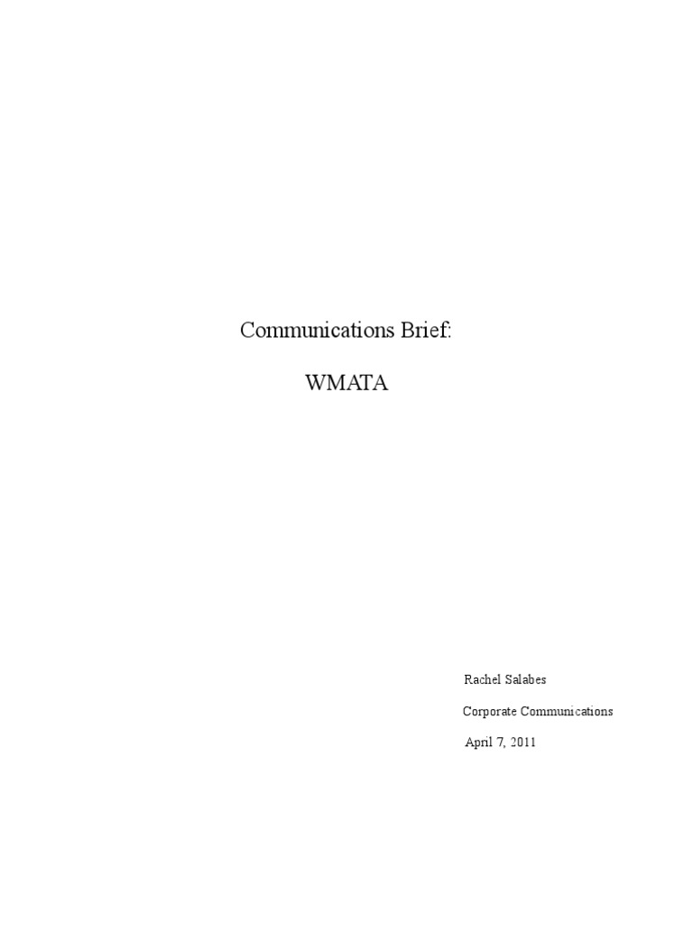 WMATA Communications Brief | PDF | Social Media | Popular Culture ...