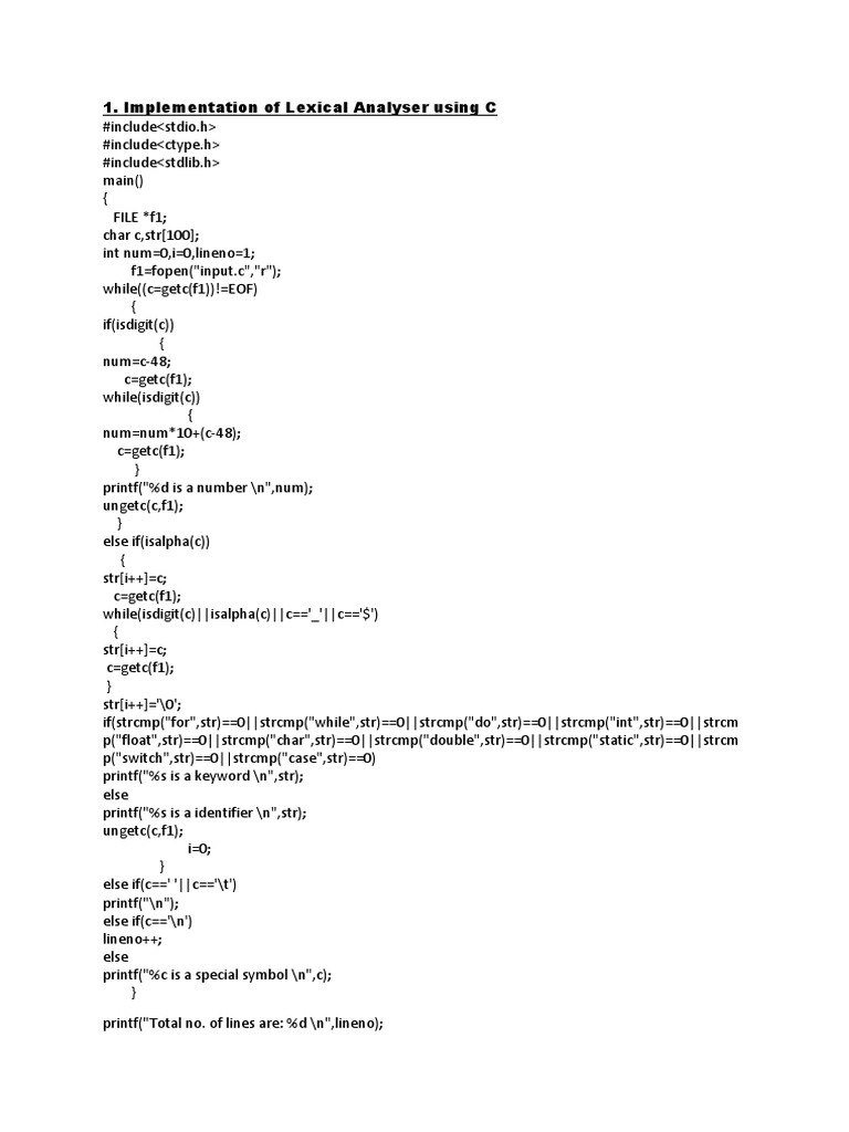 Implementation of Lexical Analyser Using C | PDF | Computer Libraries | Software