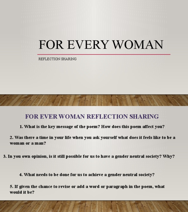 For Every Woman: Reflection Sharing | PDF