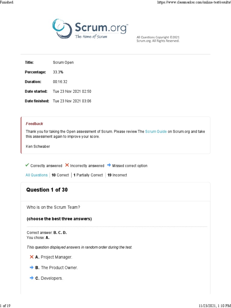 Scrum Test | PDF | Scrum (Software Development) | Cognition