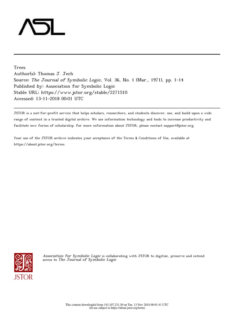 Trees - Thomas Jech | PDF | Measure (Mathematics) | Logic