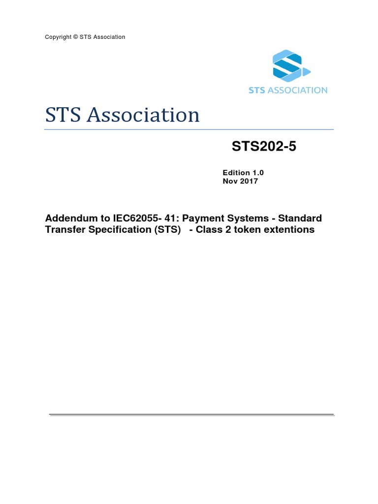 STS202-5 Edition1 Nov 2017 - (Payment Systems - Standard Transfer Specification) | PDF ...