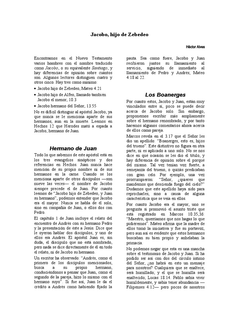 Jacobo Hijo de Zebedeo | PDF | Juan el apóstol | San Pedro