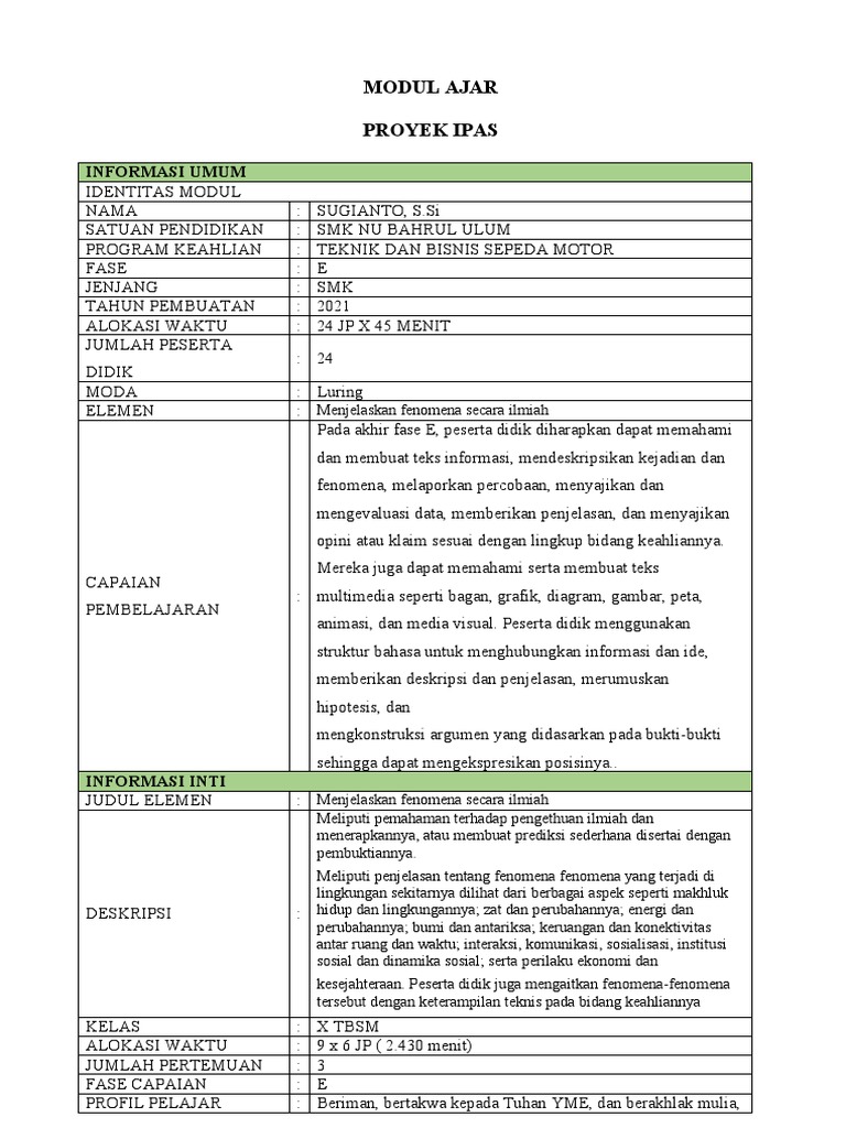 Modul Ajar IPAS | PDF