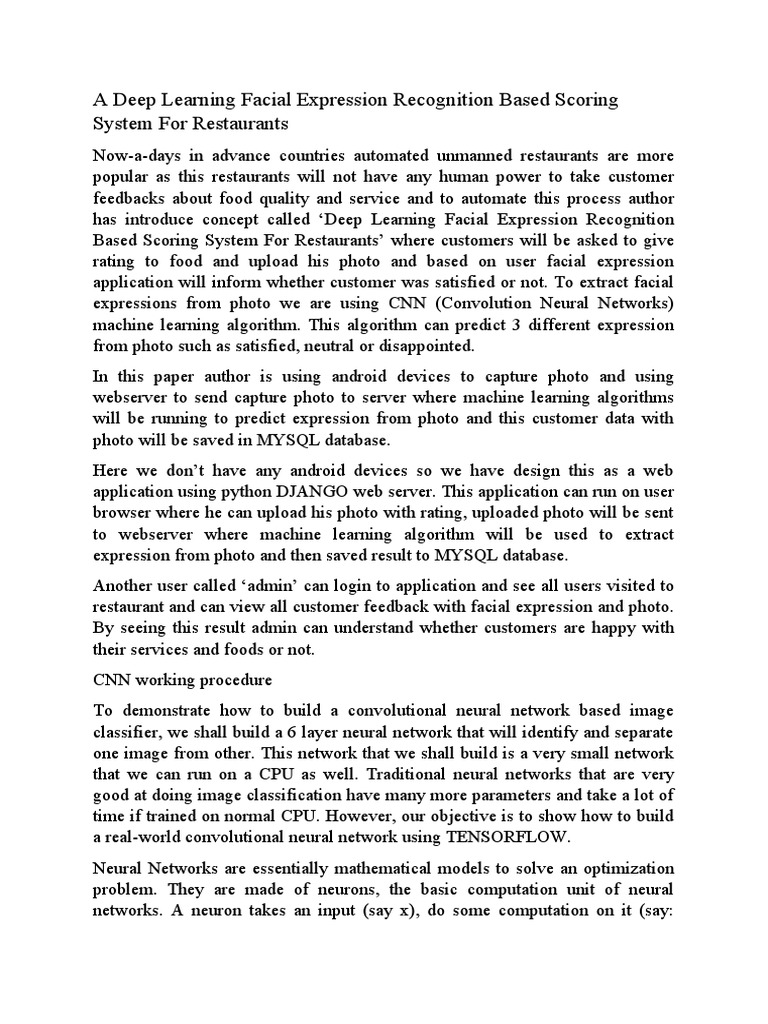 A Deep Learning Facial Expression Recognition Based Scoring System For