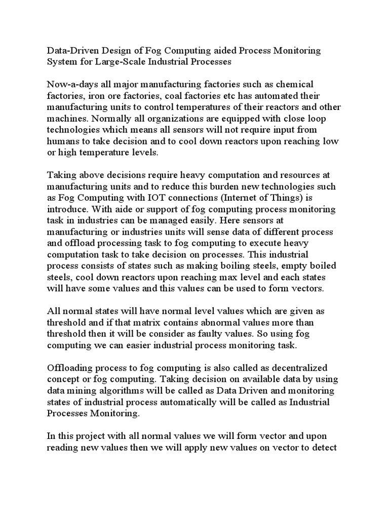 Data-Driven Design of Fog Computing Aided Process Monitoring System For Large-Scale Industrial ...