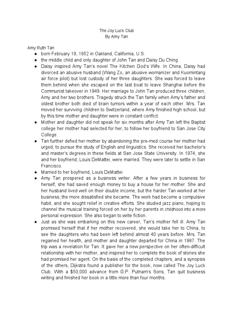 The Joy Luck Club | PDF