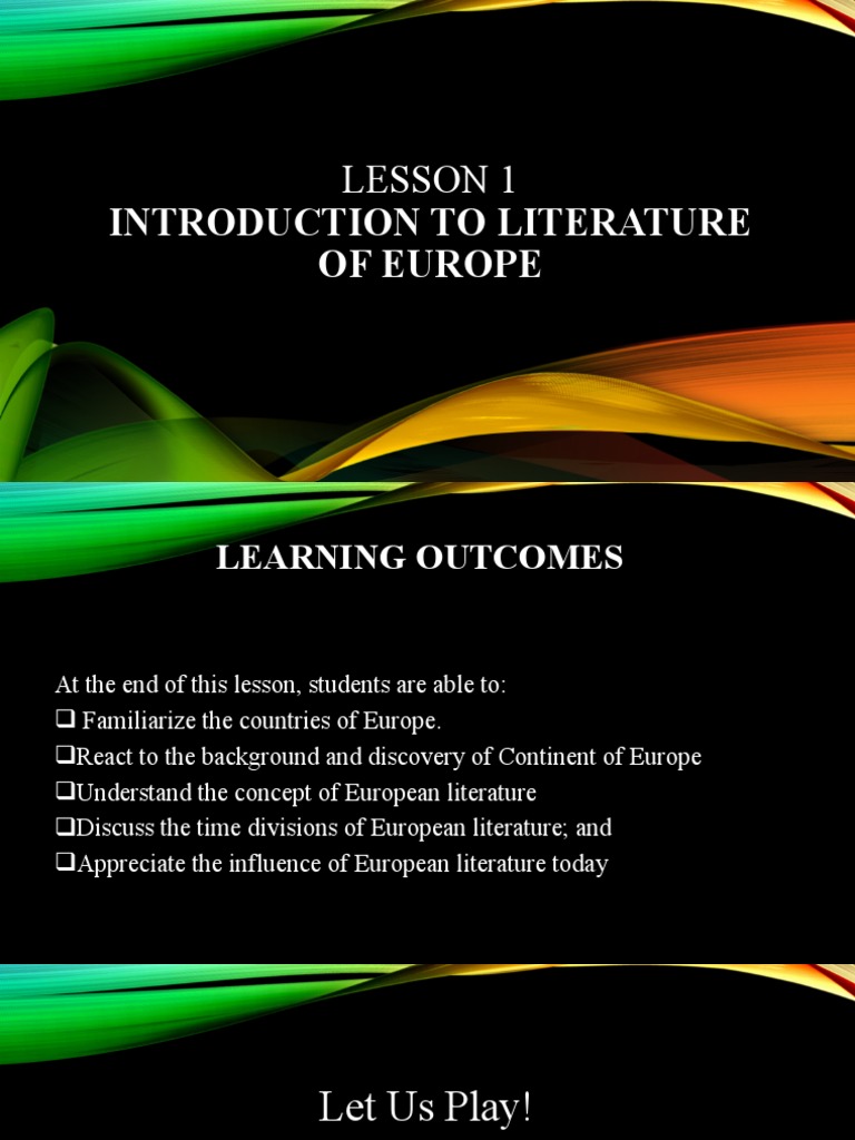 Introduction To Literature of Europe: Lesson 1 | PDF | Europe