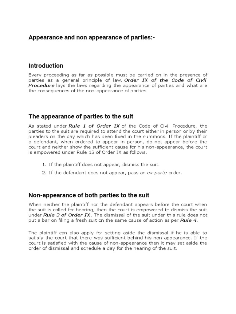 Consequences of Non-Appearance in CPC | PDF | Lawsuit | Summons