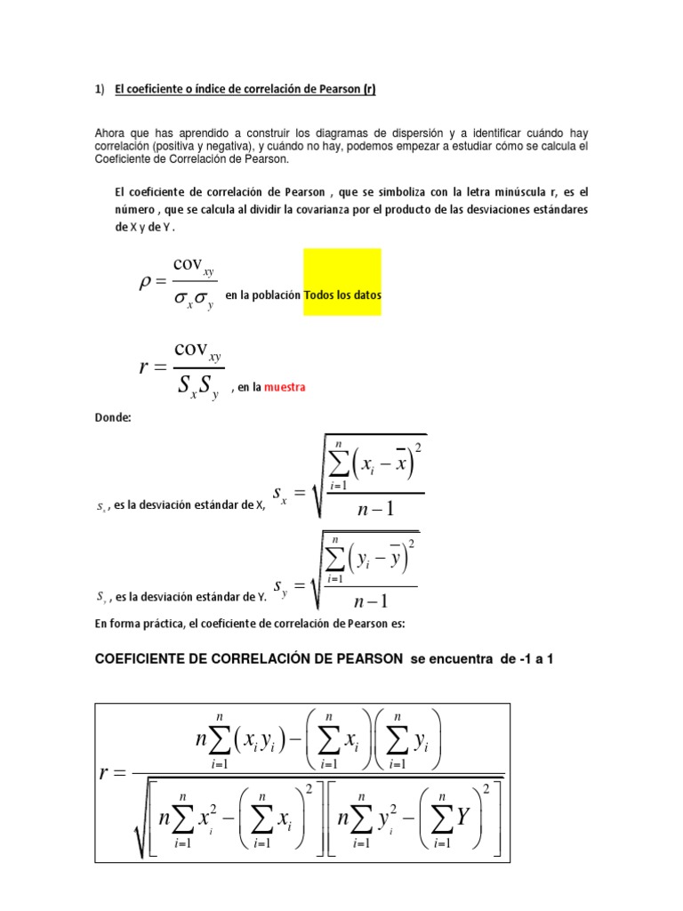 El Coeficiente o Índice de Correlación de Pearson 2020-I Clase 1 ...