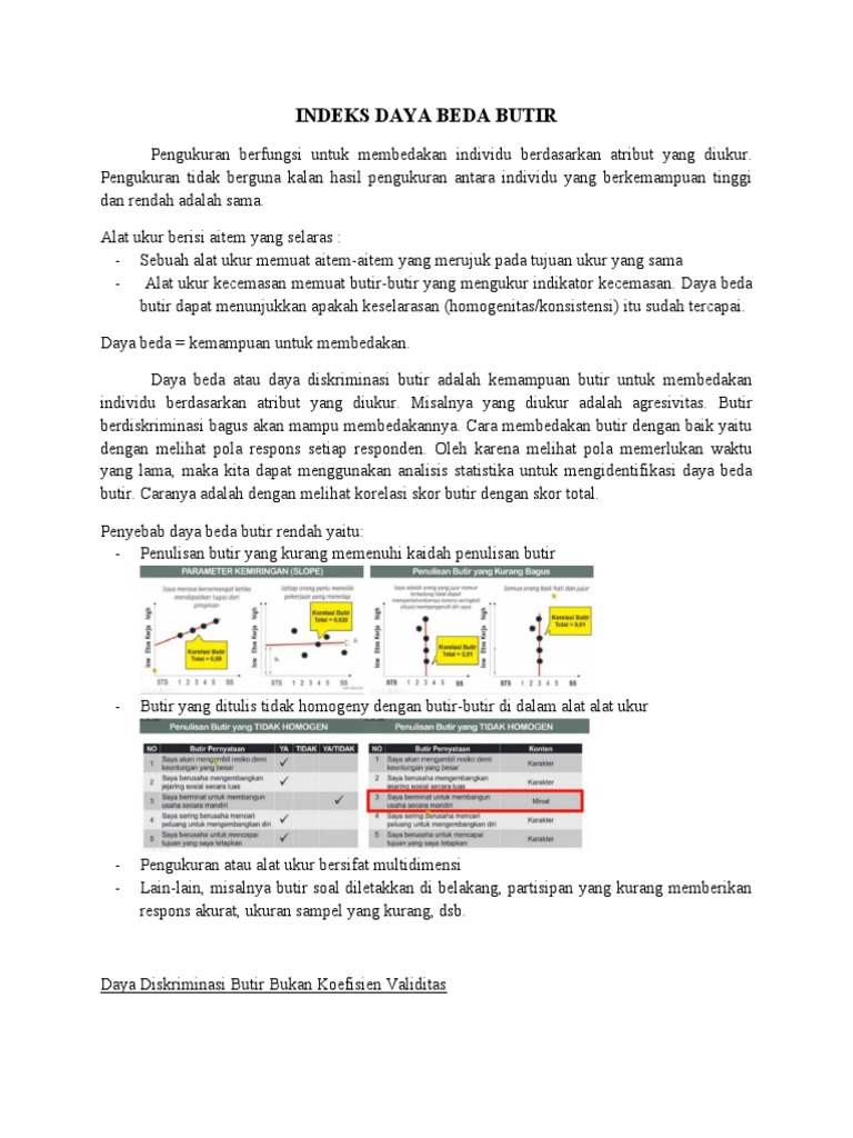 Indeks Daya Beda Butir | PDF