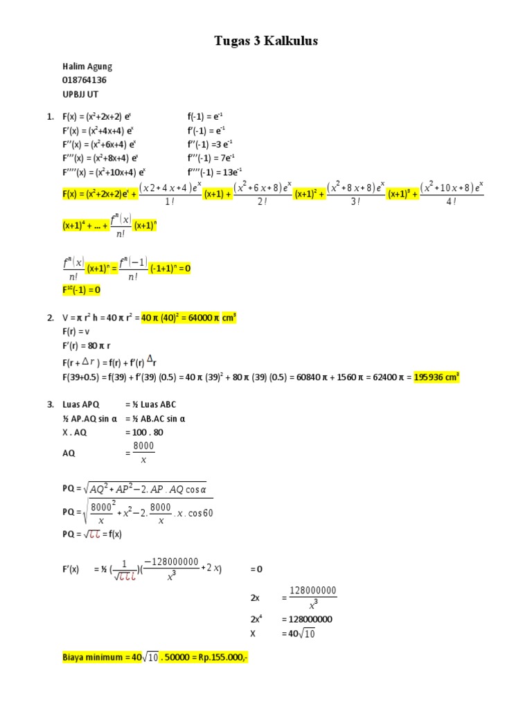 Tugas Inisiasi 3 Kalkulus 1 | PDF