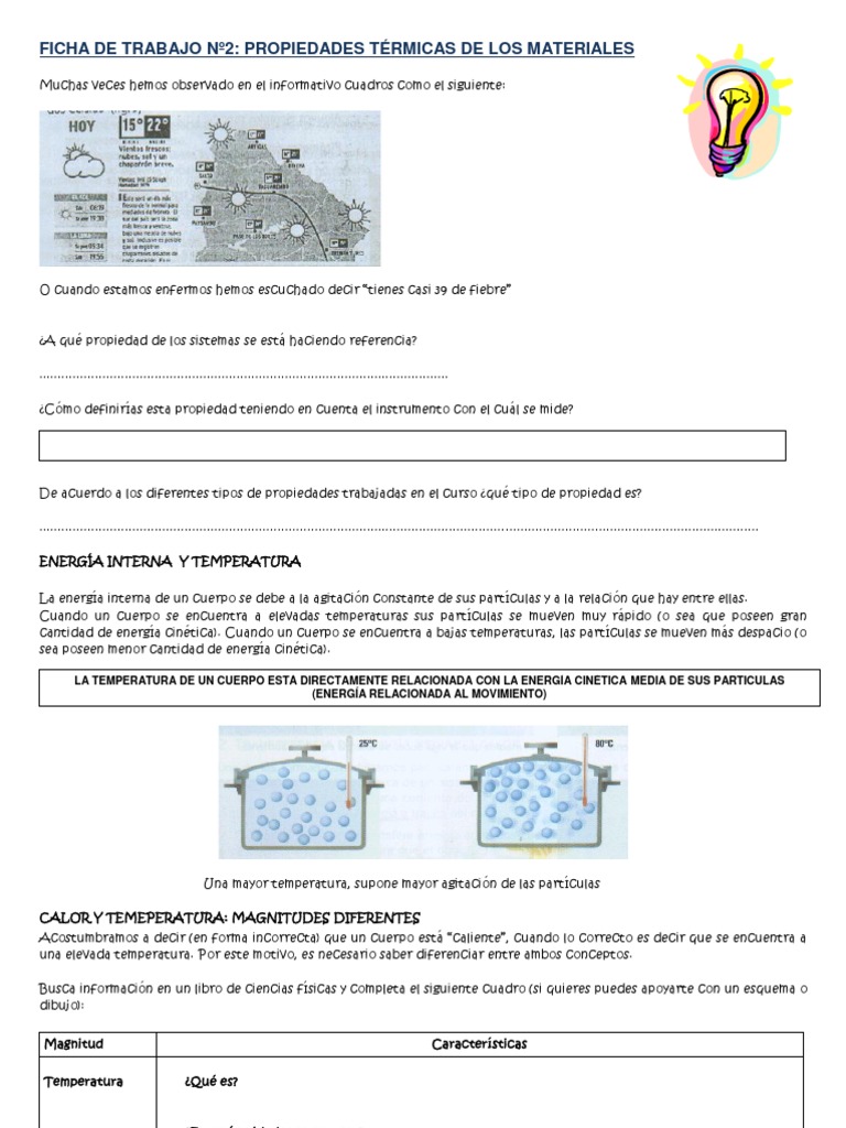 Ficha de Trabajo - Temperatura | PDF
