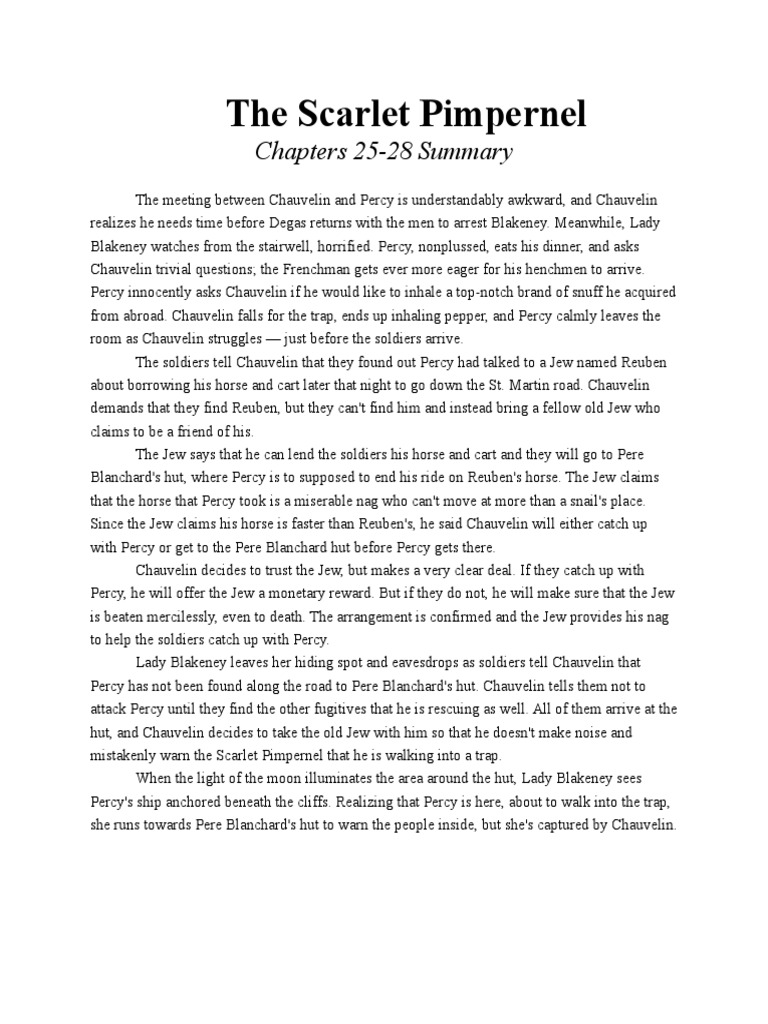 The Scarlet Pimpernel: Chapters 25-28 Summary | PDF | The Scarlet Pimpernel