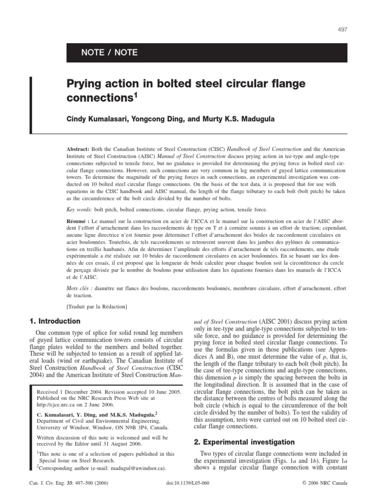 Prying Action in Circular Steel Flanges | PDF