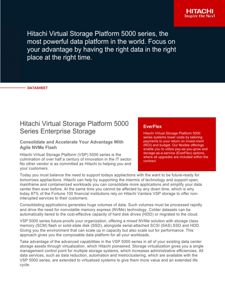 Virtual Storage Platform 5000 Series Datasheet | Download Free PDF | Solid State Drive ...