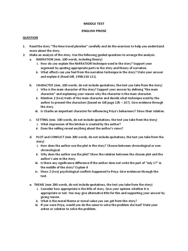 Middle Test English Prose | PDF