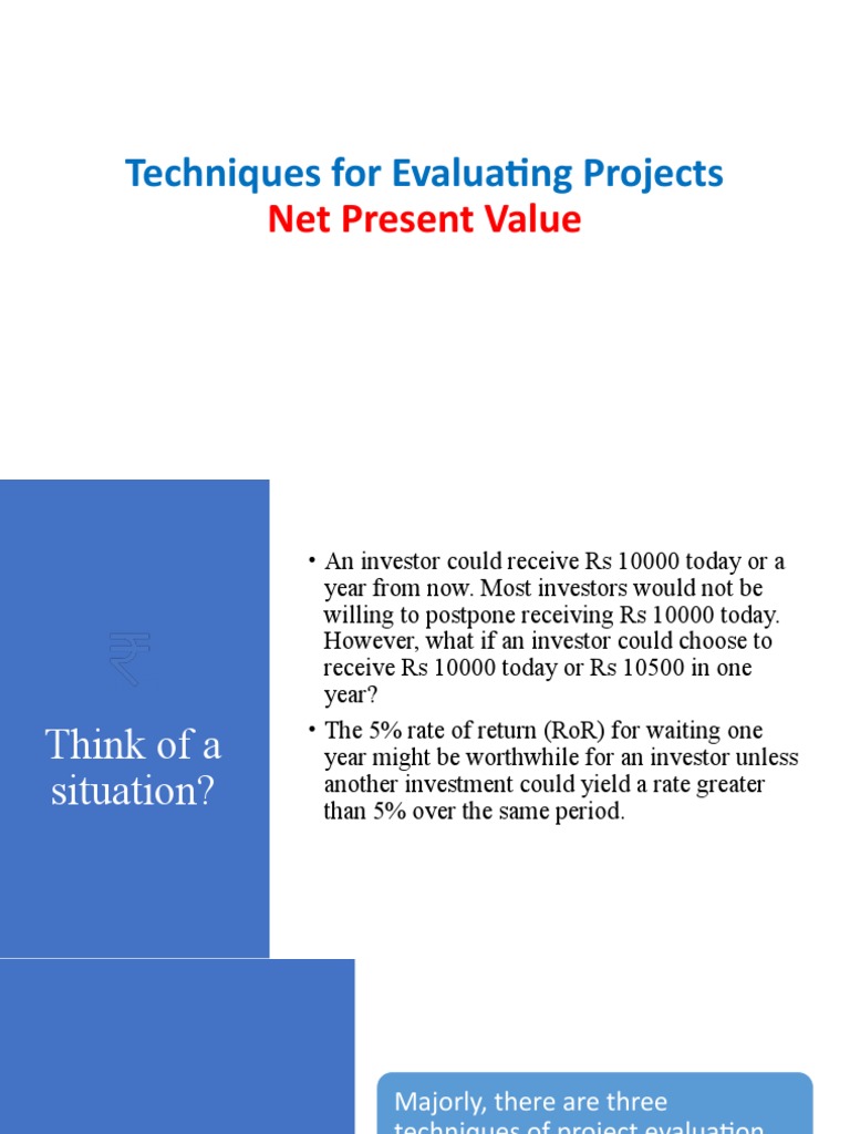 Project Evaluation Techniques: NPV Guide | PDF | Net Present Value ...