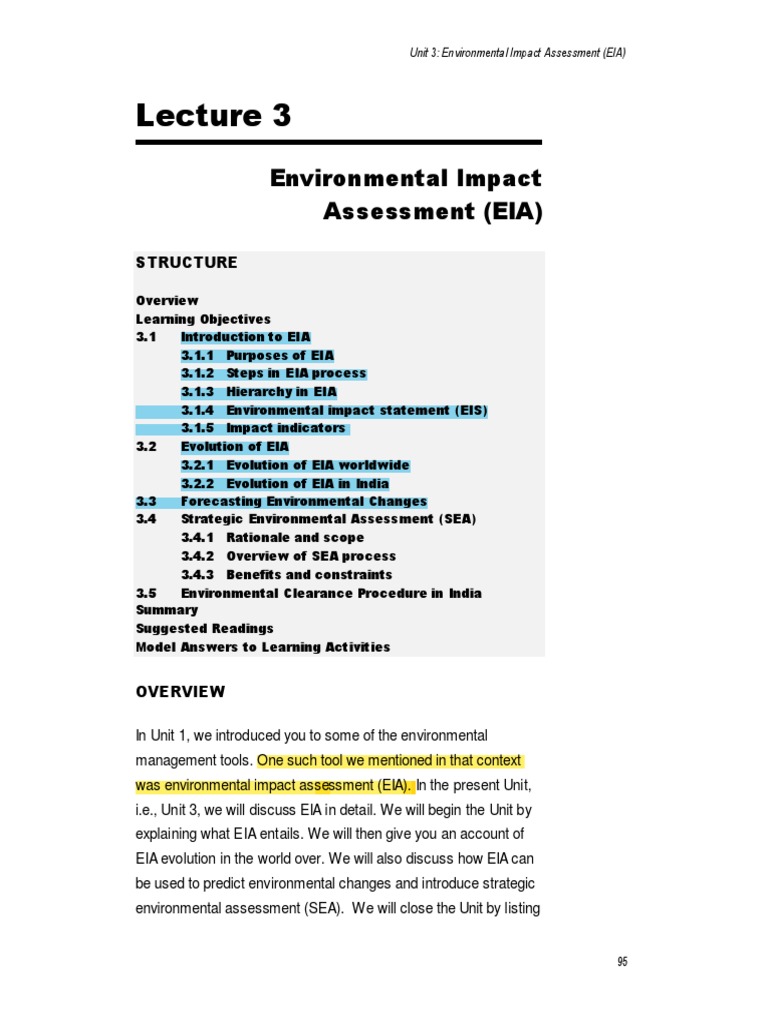 Unit 3: Environmental Impact Assessment (EIA | PDF | Environmental ...
